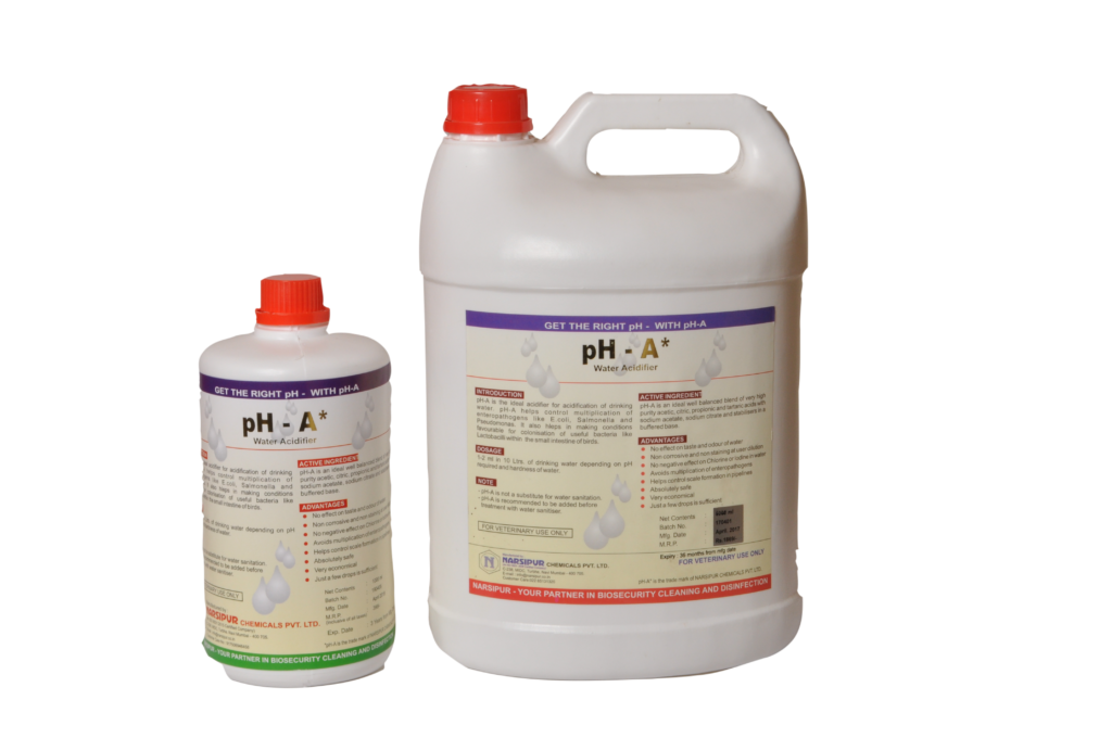 Water Acidifier for Poultry - pH-A used to adjust the pH to required levels